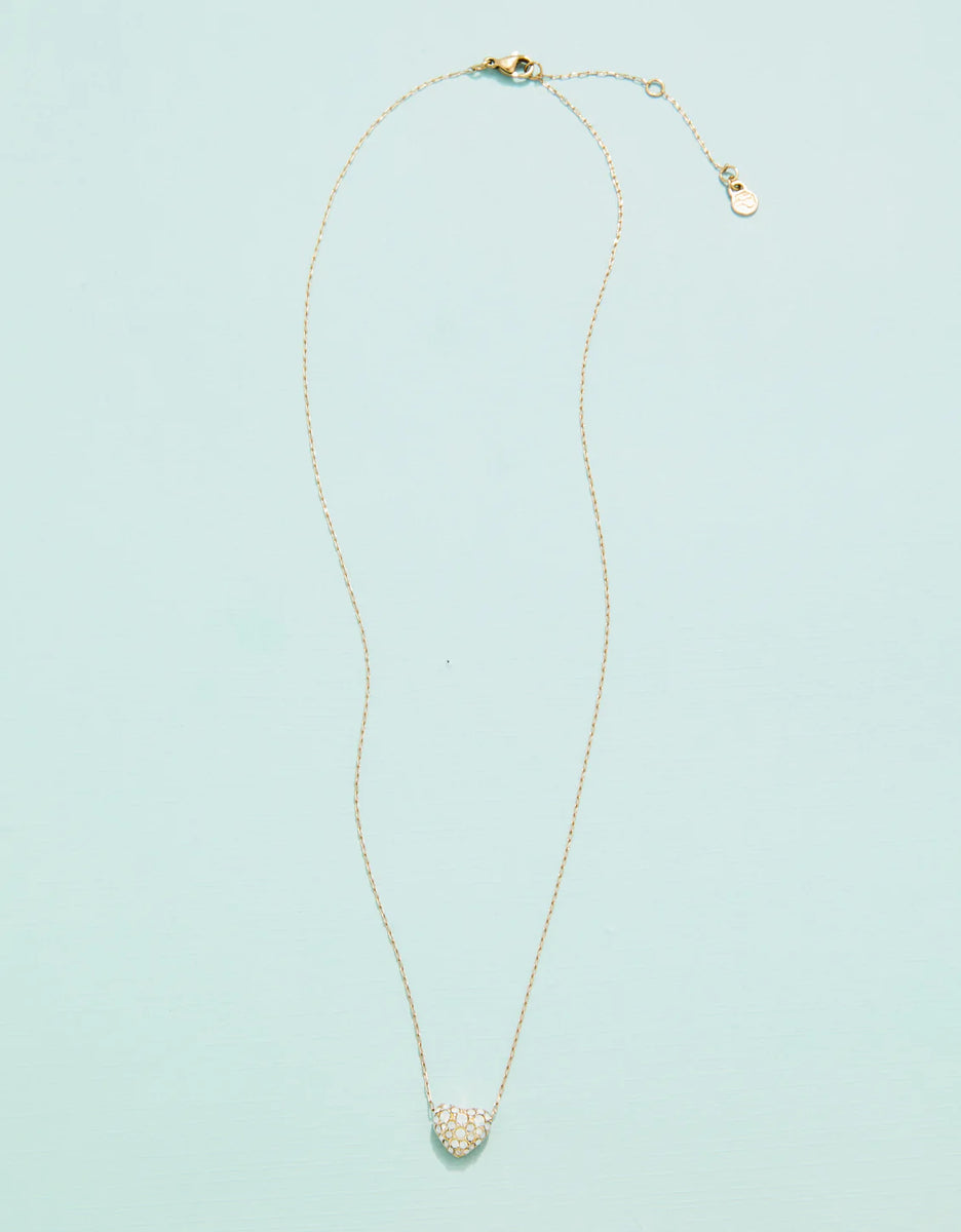 Spartina 449 Splash Collection Sparkling Heart Necklace 17' White Opal ...