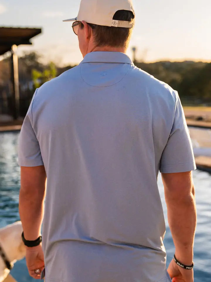 Burlebo Performance Polo - Heather Sky Blue – Eclectic Boutique